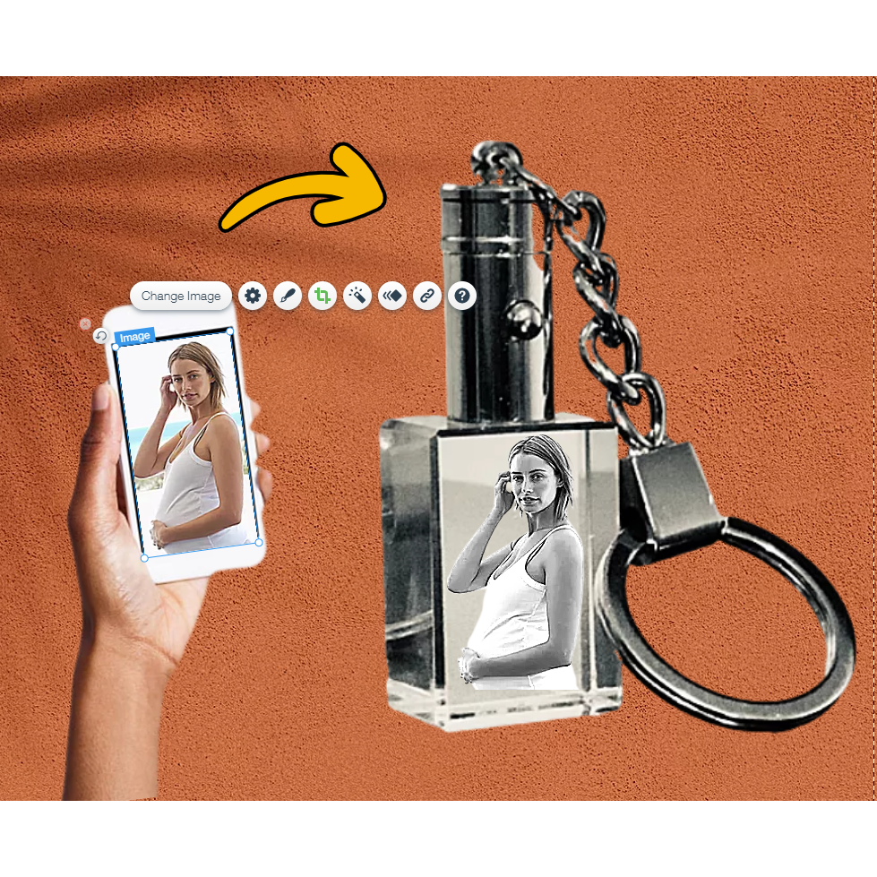 3D Crystal light-up Keychain (Rectangular)