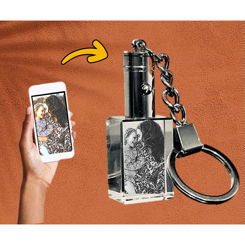 3D Crystal light-up Keychain (Rectangular)
