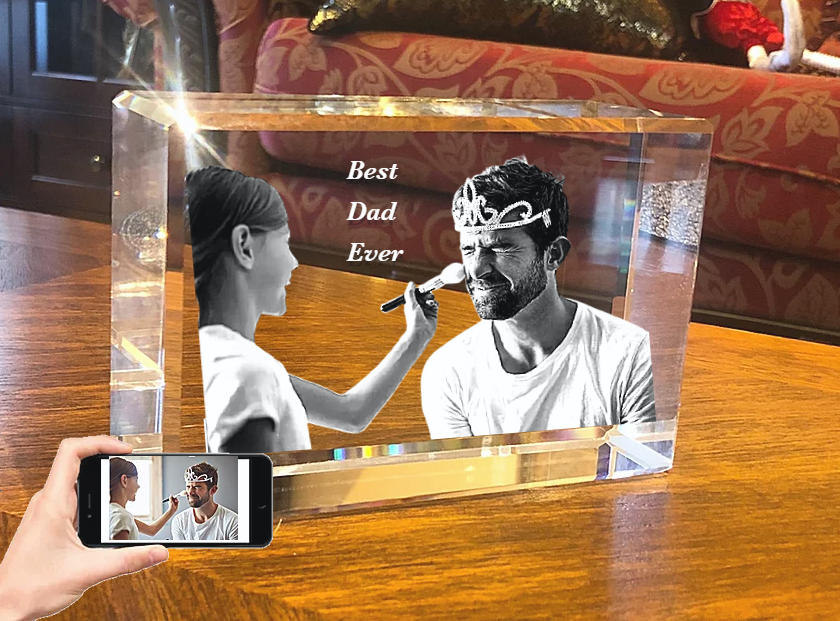 3D Crystal Rectangle your photo laser engraved in crystal.